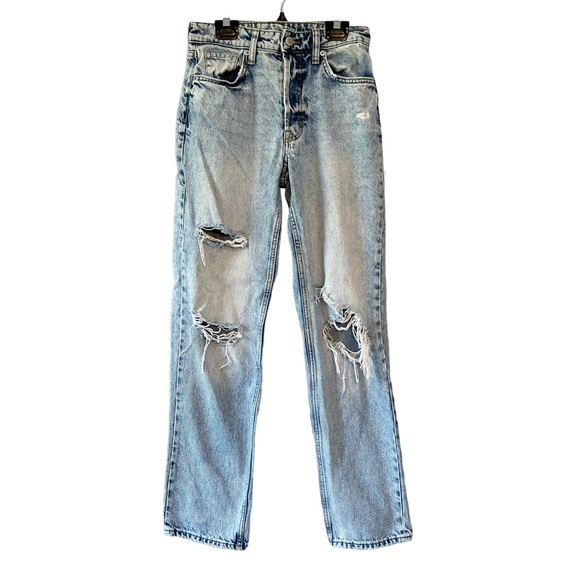 H&M | Jeans | Denim By Hm 9s Boyfriend High Waist Baggy Straight Leg Distressed Jeans 00 | Poshmark